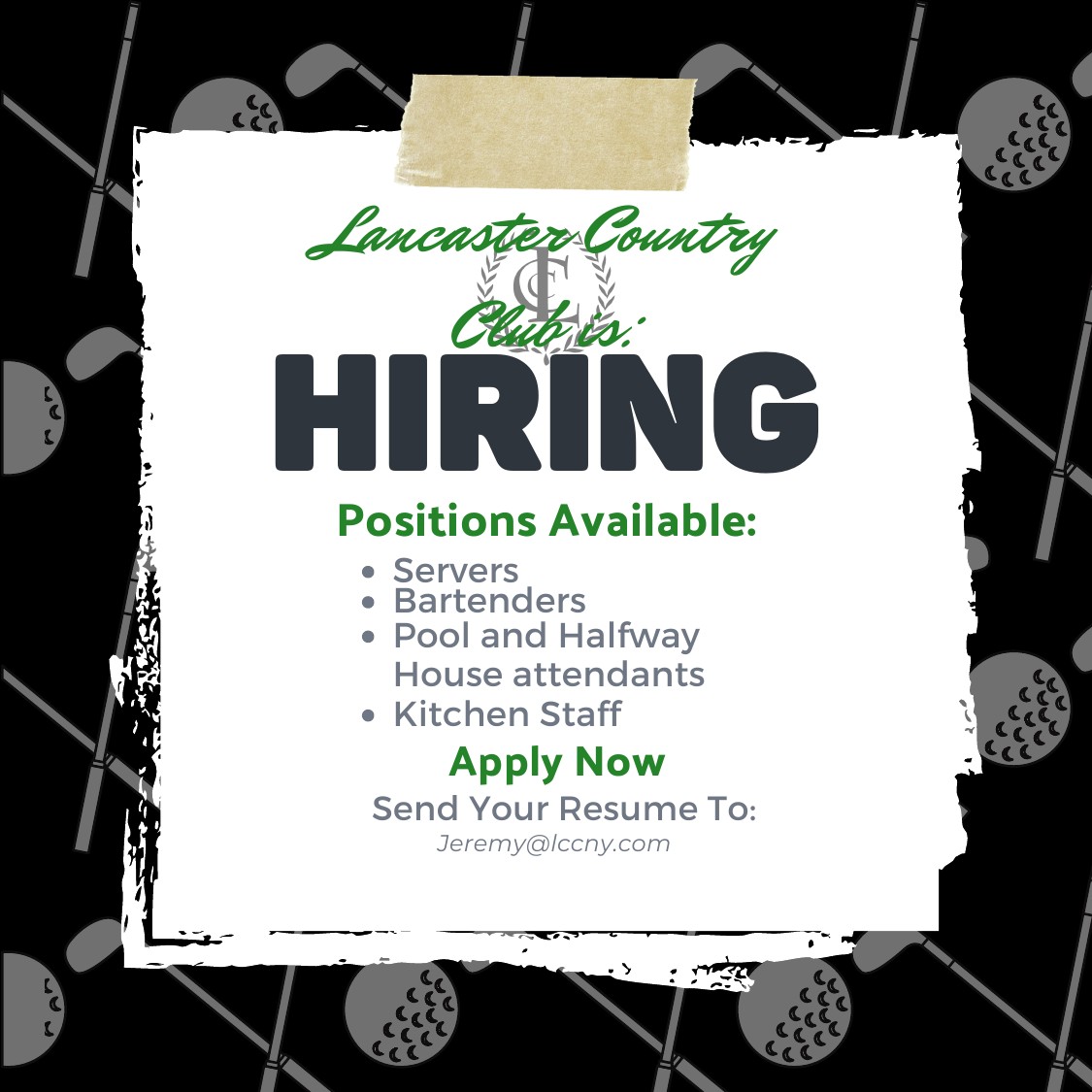 Available Positions - Lancaster Country Club